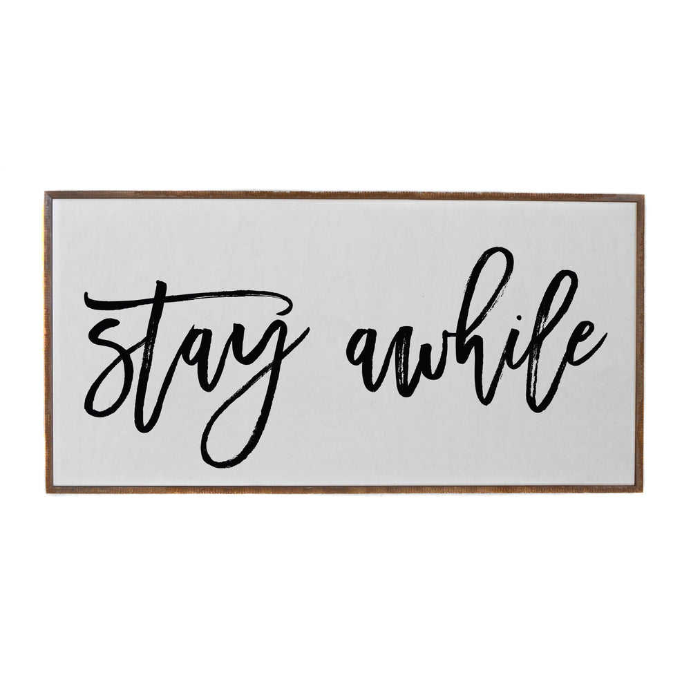 Home / Products / "Stay Awhile" Horizontal Wood Sign - PW014